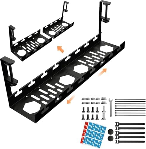 Amazon.com: Under Desk Cable Management Tray, No Drilling Hole 22 Inch ...