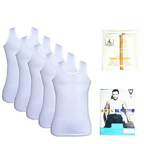 Buy HUNNY CONCEPT Men's Amul Macho Vest with Hanky (White, 90) - Pack ...