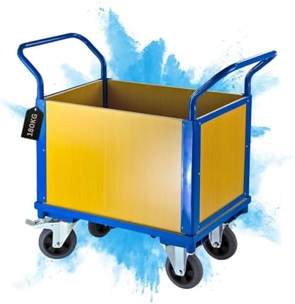 PROREGAL Transportwagen Handwagen Materialwagen mit 4 hohen Wänden ...