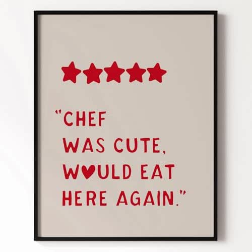 Amazon.com: Chef Was Cute Would Eat Here Again, Modern Kitchen Wall Art ...