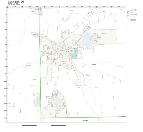 ZIP Code Wall Map of Burlington, WI ZIP Code Map Laminated: Amazon.com ...