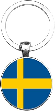 Amazon.com: Art Attack Swedish Flag Keychain, Sweden Scandinavian Map ...