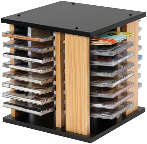Amazon.com: DMIDYLL 360 Rotating Wood CD Storage Rack - Holds up to 68 ...