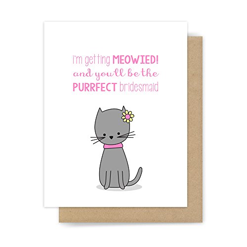 Amazon.com: Bridesmaid Card Funny Cat Proposal Handmade Greeting ...