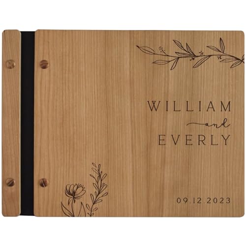 Amazon.com: TOPWOOZU Personalized Wedding Guest Book, Custom Guestbook ...
