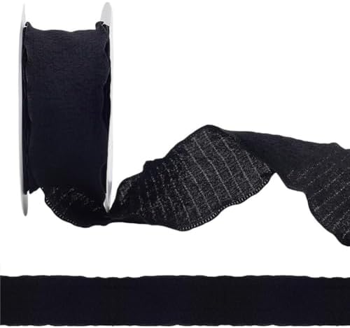 Amazon.com: CABODYALS 10 Yards 1 Inch Ruffle Edge Ribbon Black Double ...