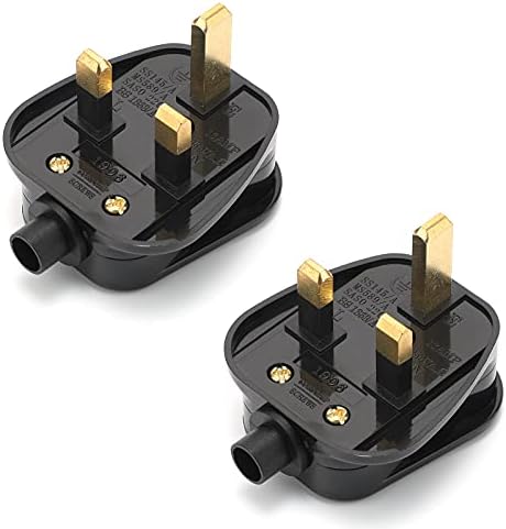 Pack of 4 UK 3 Pin 13A Fused Mains Plugs - Black : Amazon.co.uk: DIY ...