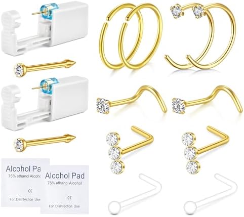 Amazon.com: Nose Piercing Gun Kit - 6Pcs Self Nose Piercing Kit Unit ...
