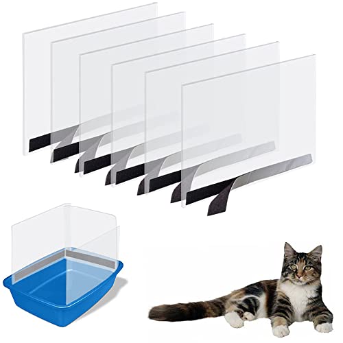 Oncpcare 6 Pack Cat Litter Box Pee Shields, High Side Open Top Kitty ...