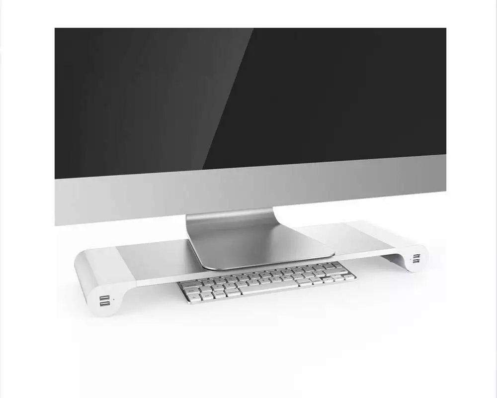 Aluminum Monitor Stand Space Bar With Keyboard Storage for Laptop iMac ...