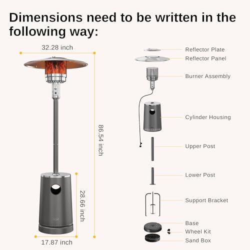 EAST OAK 55,000 BTU Patio Heater with Sand Box, Table Design, Thicker ...