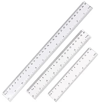 VEYLIN 3 Pieces Plastic Rulers 15CM/20CM/30CM Transparent Ruler Clear ...