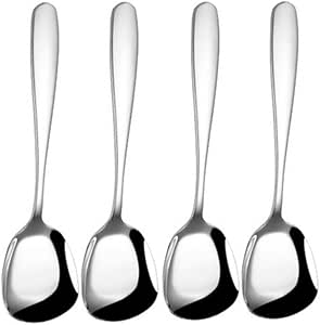 Amazon.com: Square Head Stainless Steel Spoons,4PCS Korean style Thick ...