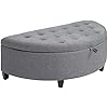 Amazon.com: HOMCOM Half Moon Storage Ottoman, Upholstered Button Tufted ...