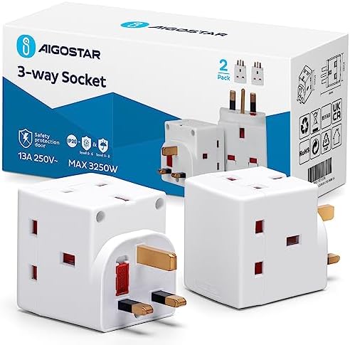 Plug Adapter,3 Way Plug Adapter UK Multi Plug Adaptor,Surge Protector ...