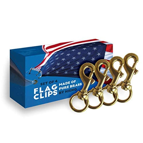 Hieno Supplies Flag Clips for Rope 4-Pack - Durable 3.2” Bronze Brass ...