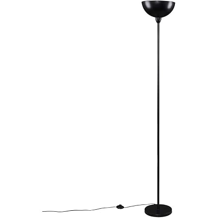 MiniSun Modern Matt Black Uplighter Floor Lamp with a Bowl Shaped Shade ...