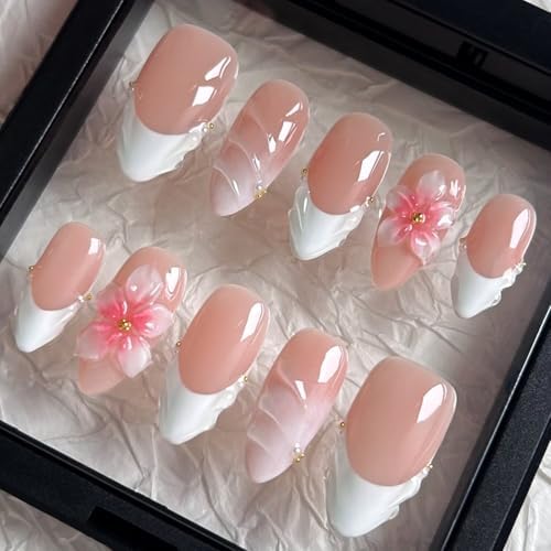 Amazon.com: Handmade Press On Nails - MAGLFELL Spring Nails Almond ...