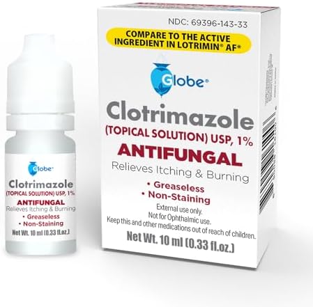 Amazon.com: Globe 1% Topical Clotrimazole Solution 10ml Bottle (0.33 ...