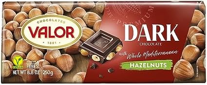 Amazon.com : Valor. Dark Chocolate with whole Mediterranean Hazelnuts ...