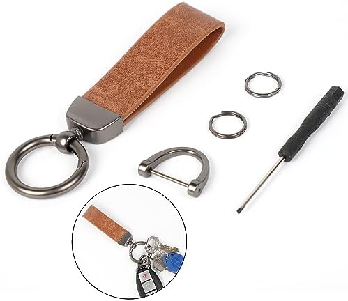 Amazon.com: KUPAO Genuine Leather Keychains, Universal Car Key chains ...