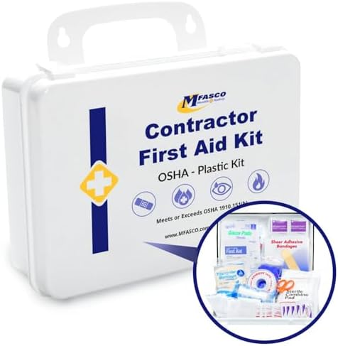 Amazon.com: MFASCO Contractors First Aid Kit - Wall Mountable, Compact ...