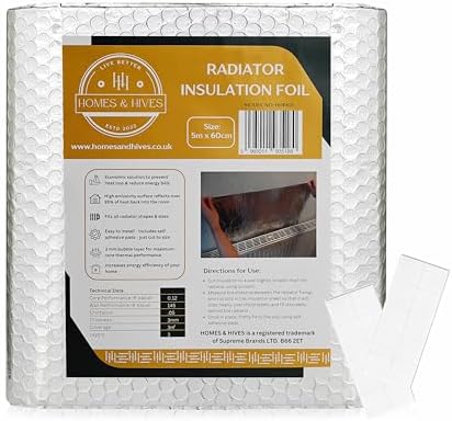 Homes and Hives Radiator Reflector Foil 10m x 60cm – 3mm Thick Energy ...