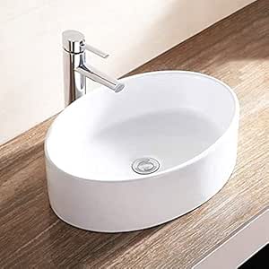 Mecor 20''x13.7'' Oval White Porcelain Bathroom Ceramic Vessel Sink ...