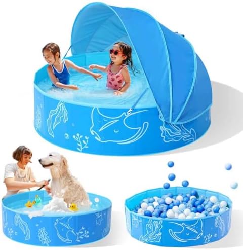 Amazon.com: Hikiddy Foldable Kiddie Pool with Canopy: 31.5in/ 47in ...