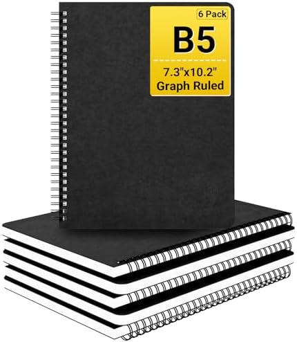 Amazon.com : EUSOAR Graph Paper Notebook, B5 6Packs 7.3"x10.2" 120 ...