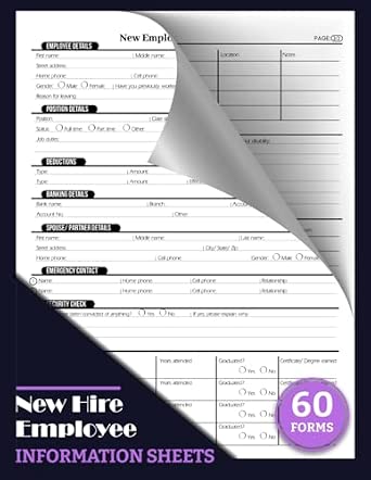 Amazon.com: New Hire Employee Information Sheets: Staff Onboarding ...