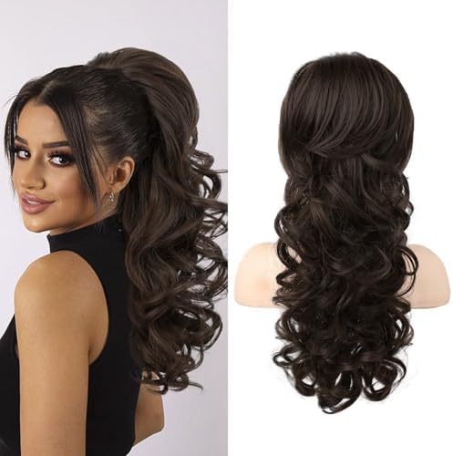 Amazon.com : REECHO Ponytail Extension, 24" Claw Clip in Long Curly ...