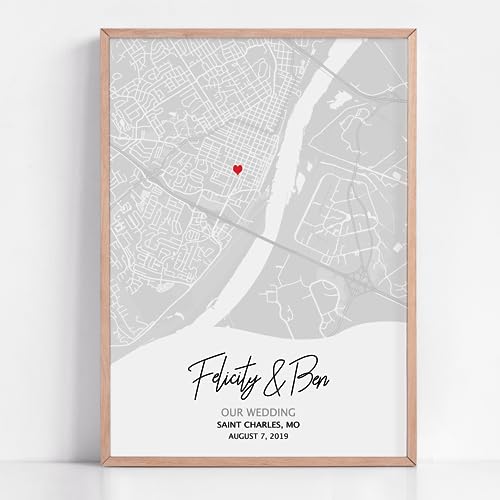 Amazon.com: Wedding Location Map, Married Gift for Couple, Personalized ...