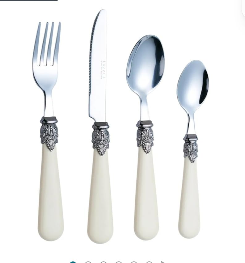 Exzact Vintage Cutlery Set 24pcs Antique Cream Handles/Flatware ...