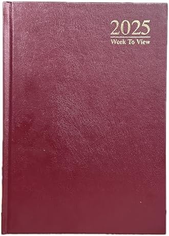 2025 Diary A5 Week to View - Burgundy/Red : Amazon.co.uk: Stationery ...