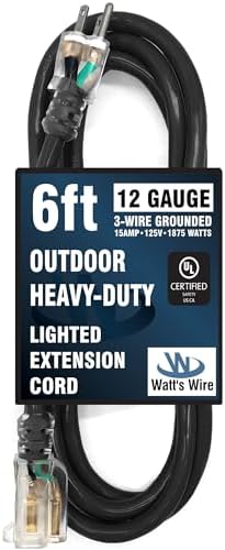 10 ft - 12 Gauge Heavy Duty Extension Cord - Lighted SJTW - Indoor ...