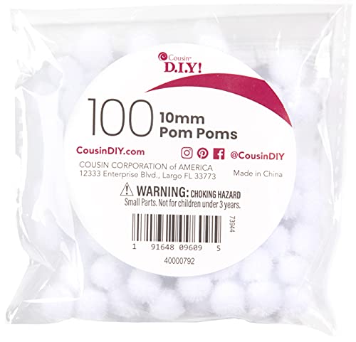 Snapklik.com : Cousin DIY White 10mm Poms