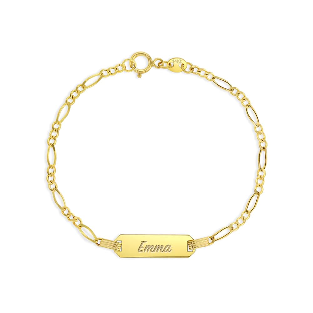 Amazon.com: 14k Yellow Gold Classic Engravable Tag Identification ...
