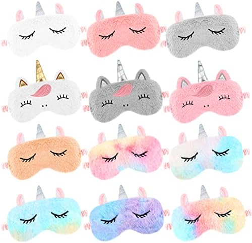 Amazon.com: Cuffbow 6 Pcs Plush Sleep Eye Mask Silk Furry Eye Covers ...