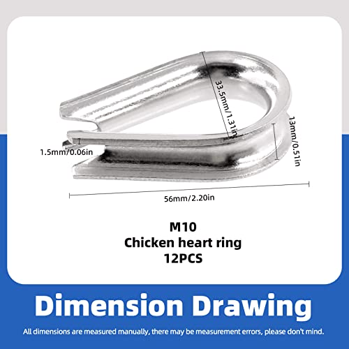 Snapklik.com : Glarks 12Pcs M10 304 Stainless Steel Wire Rope Thimbles ...