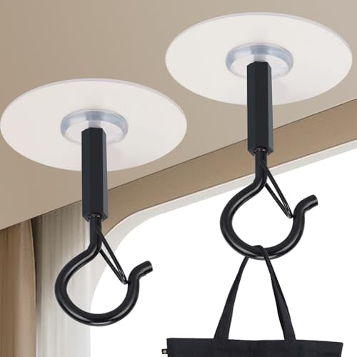 calfken Adhesive Ceiling Hooks,4 Pack Super Heavy Duty Stick On Hooks ...