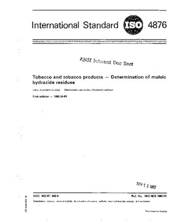 ISO 4876:1980, Tobacco and tobacco products - Determination of maleic hydrazide residues ...