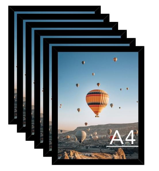 Set of 6 A4 Size Black Photo Frames for Wall Decor – Vertical ...