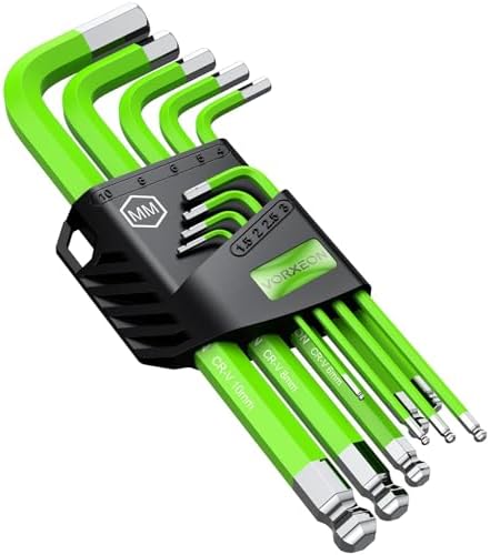 VORXEON 9PCS Allen Wrench Hex Key Set 1.5mm-10mm, Metric Long Ball End ...