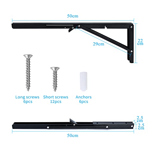 Ozzagar Folding Shelf Brackets 20 Inch, 2pcs Heavy Duty Shelves Bracket Stainless Steel Wall ...
