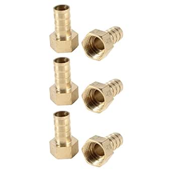 uxcell 6pcs Brass Fitting 12mm Hose Barb 3/8PT Female Thread Quick ...