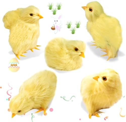 Amazon.com: Pack of 2 Realistic Yellow Furry Baby Chicks Lifelike Fur ...