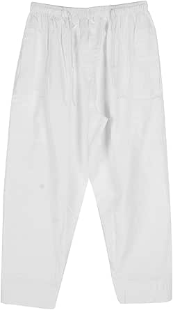 Lybunair Men's Muslim Pants Polyester Cotton Loose Style with Waist ...