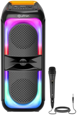Portronics Dash 3 16W Bluetooth Speaker with Wireless Karaoke Mic, 5 Hours Playtime, Multicolor ...