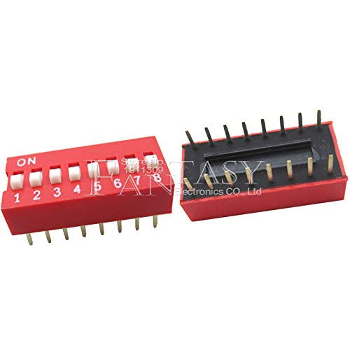 10PCS DIP Switch 8 bit Way 254mm Toggle Switch Red Snap Switch ...